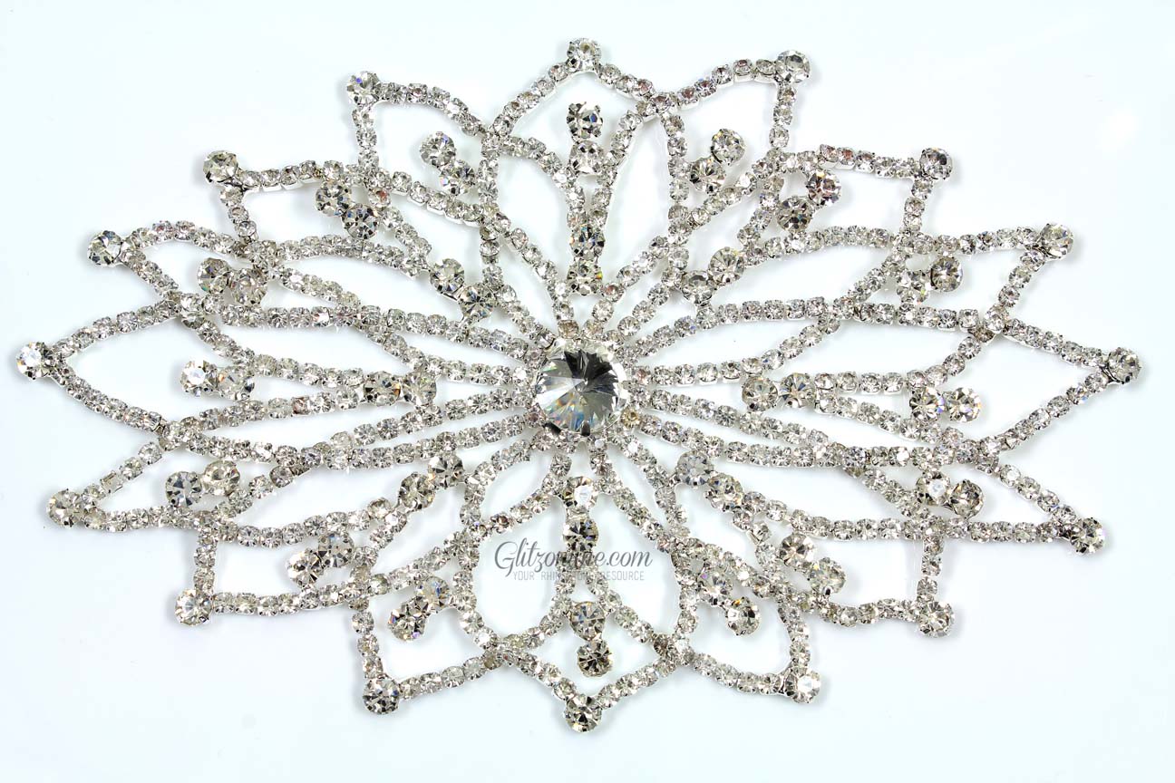 1308 Crystal Rhinestone Applique 6.5x4.5": Glitz and Glamour