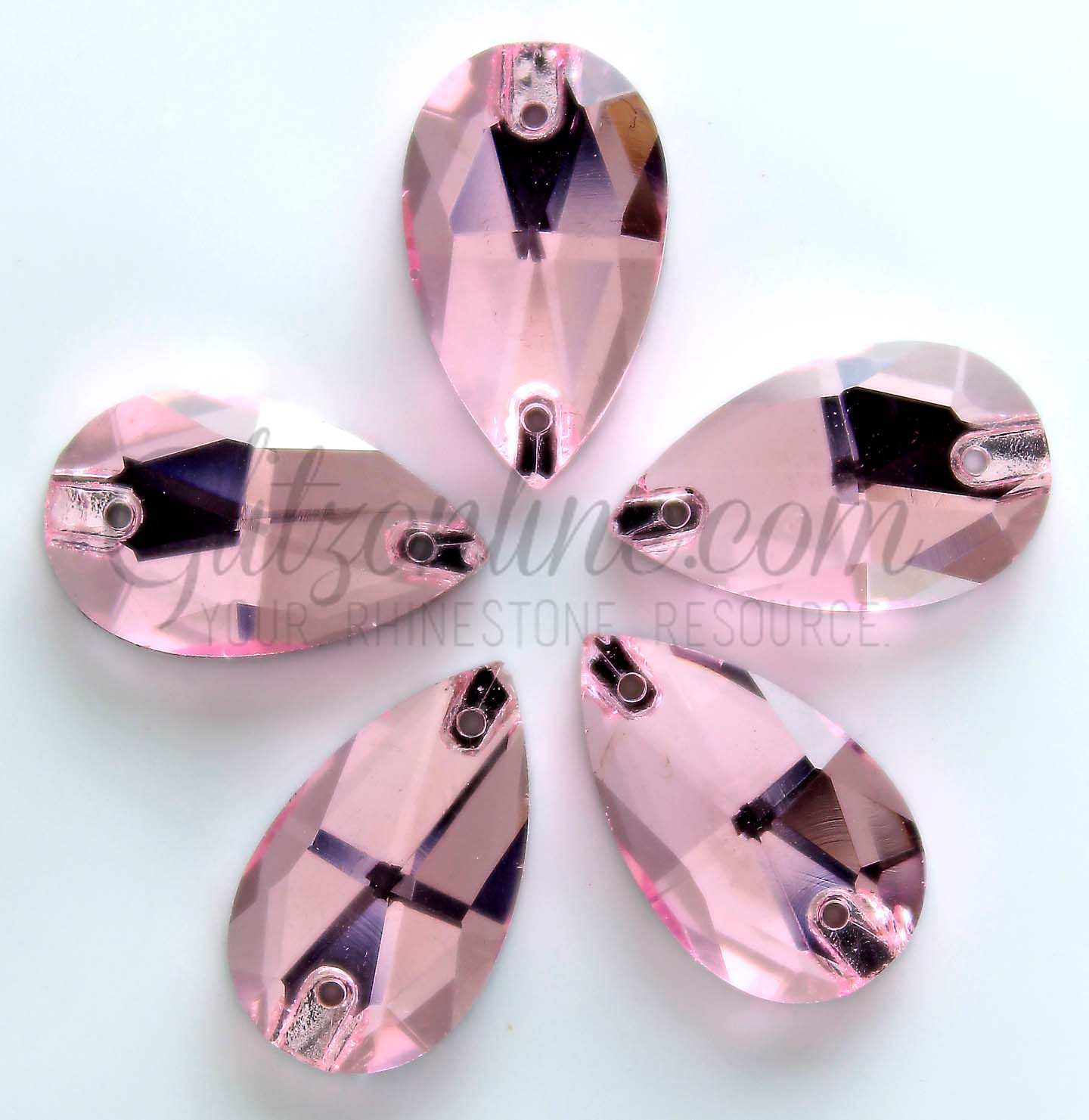 3230 Glitzstone Light Rose Pink Pear Sew On Rhinestones: Glitz and Glamour
