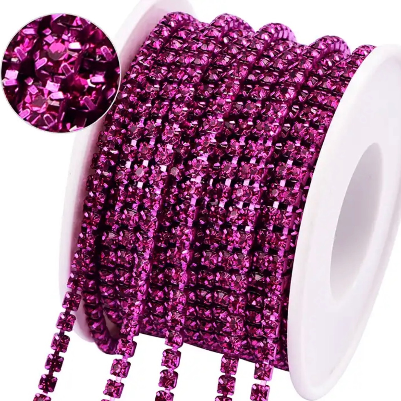 6ss Fuchsia Dark Pink Rhinestone Cup Chain 1 Yard: Glitz and Glamour